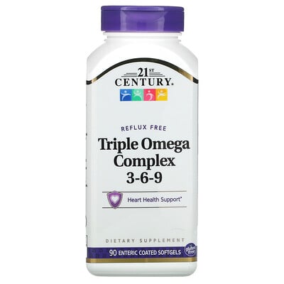 Triple omega complex 3-6-9, 90 enteric coated softgels by 21st century ...