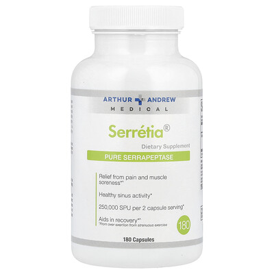 Serretia®, pure serrapeptase, 250,000 spu, 180 capsules (125,000 spu ...