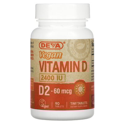 Vegan vitamin d2, 60 mcg (2,400 iu), 90 tablets by Deva : review - Vitamins & supplements ...