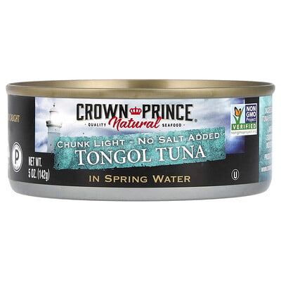 Tongol tuna, chunk light, in spring water, no salt added, 5 oz (142 g ...