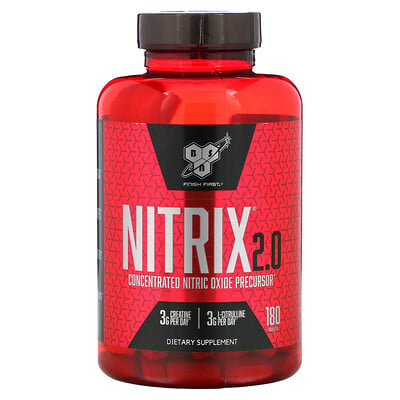 Nitrix 2.0, concentrated nitric oxide precursor, 180 tablets by Bsn ...