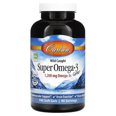 Wild caught super omega-3 gems, 1,200 mg, 180 soft gels (600 mg per ...