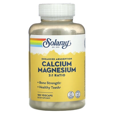 Calcium magnesium 2:1 ratio, 180 vegcaps by Solaray : review - Vitamins & supplements ...