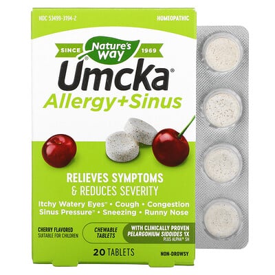 Umcka, allergy + sinus, cherry, 20 tablets by Nature's way : review ...