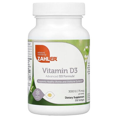 Vitamin d3, advanced d3 formula, 75 mcg (3,000 iu) , 250 softgels by ...