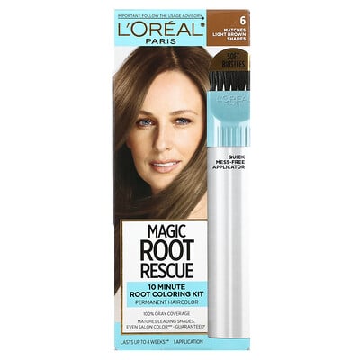 Magic root rescue, 10 minute root coloring kit, 6 light brown, 1 ...