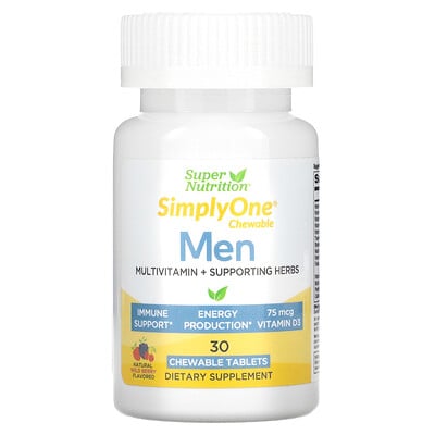 Simplyone, men’s multivitamin + supporting herbs, wild-berry, 30 chewable tablets by Super ...