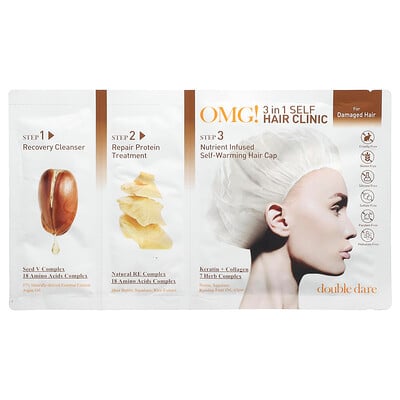 Omg! 3-in-1 self hair clinic, for damaged hair, 3 step kit by Double ...