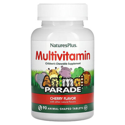 Animal parade, children's chewable multivitamin supplement, cherry, 90 ...