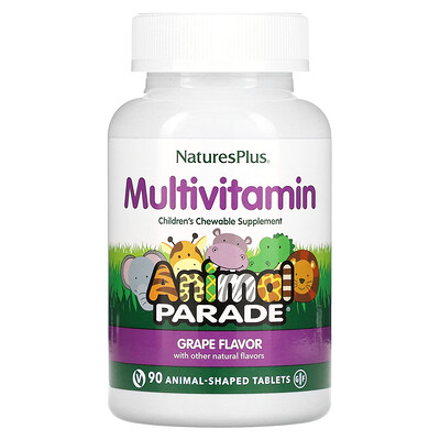 Animal parade, children's chewable multivitamin supplement, grape, 90 ...