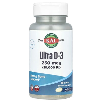 Ultra d-3, 250 mcg (10,000 iu), 90 softgels oleh Kal - Vitamin ...