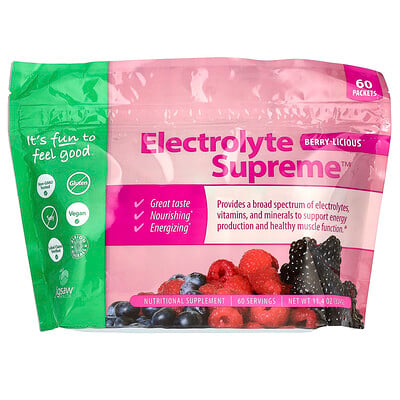 Electrolyte supreme™, berry-licious, 60 packets, 5.4 g each by Jigsaw ...