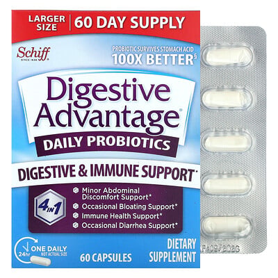 Digestive advantage, daily probiotic, 60 capsules by Schiff : review ...