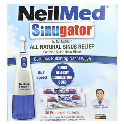 Sinugator, cordless pulsating nasal wash, 3 piece set by Neilmed ...