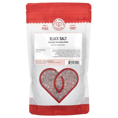 Black salt, coarse granulated, 16 oz (454 g) by Pure indian foods ...