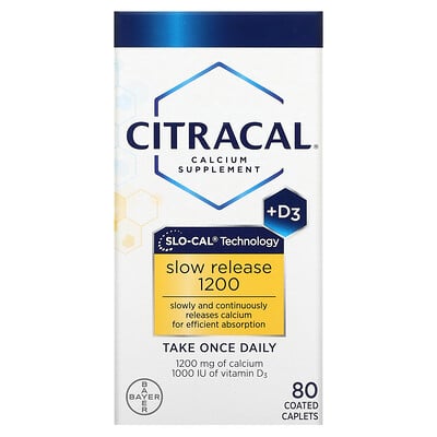 Citracal, calcium supplement, slow release 1200 + d3, 80 coated tablets ...