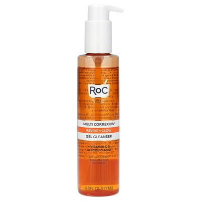 Roc, multi correxion, revive + glow gel cleanser + vitamin c & glycolic ...