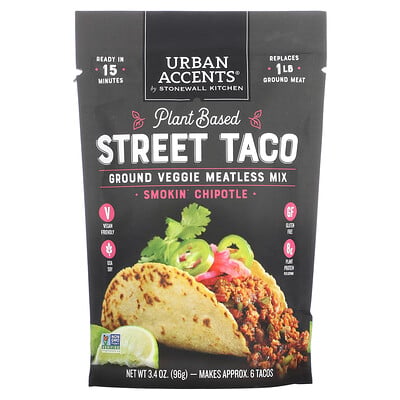 Urban accents, plant based street taco, ground veggie meatless mix ...