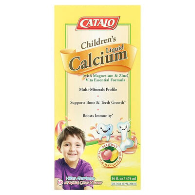 Catalo, children's liquid calcium with magnesium & zinc, peach and ...