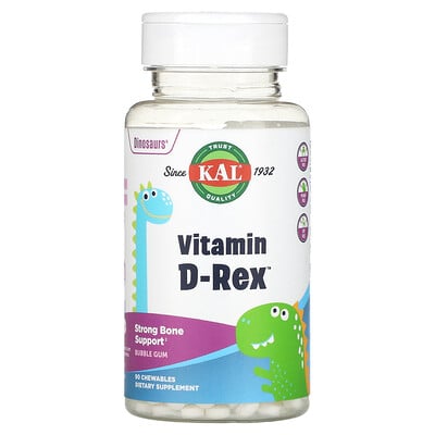Kal, dinosaurs, vitamin d-rex, bubble gum, 90 chewables by Kal : review ...