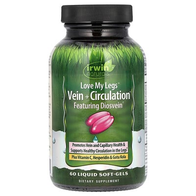 Irwin naturals, love my legs, vein + circulation, 60 liquid soft-gels ...