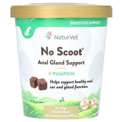 Naturvet, no scoot, anal gland support + pumpkin, for dogs, 60 soft ...
