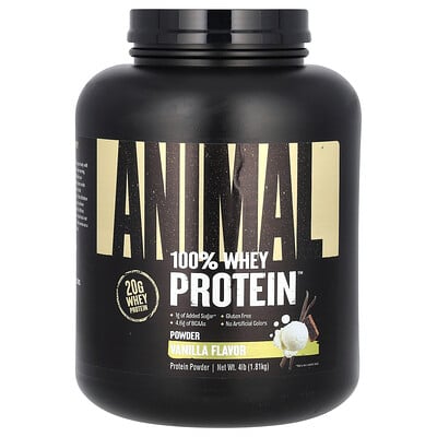 Animal, 100% whey protein powder, classic vanilla, 4 lb (1.81 kg) by ...