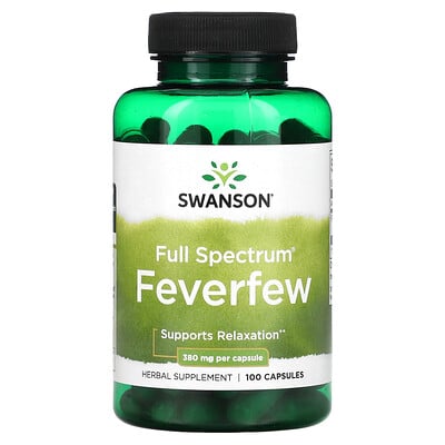 Full spectrum feverfew, 380 mg, 100 capsules by Swanson Reviews ...