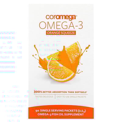 Omega-3 orange squeeze, 90 packets, 2.5 g each by Coromega : review ...