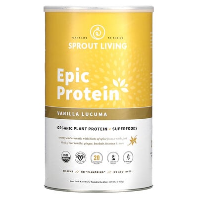 Epic protein, organic plant protein + superfoods, vanilla lucuma, 2 lb ...