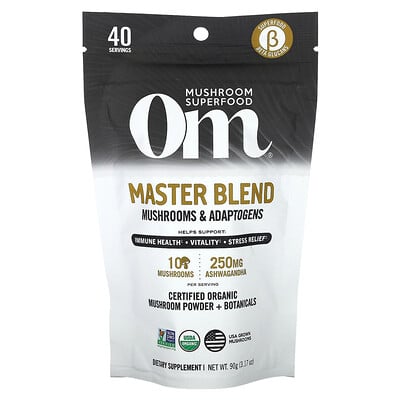 Master blend, certified organic mushroom powder + botanicals, 3.17 oz ...