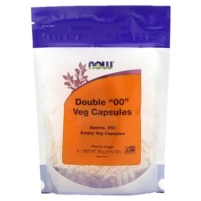 Double 00 veg capsules, approx. 250 empty veg capsules by Now foods ...
