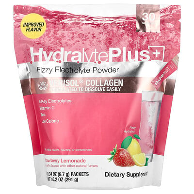 Verisol collagen, fizzy electrolyte powder, strawberry lemonade, 30 ...
