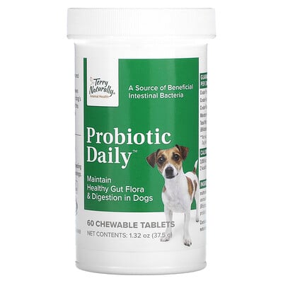 Probiotic daily, for dogs, 60 chewable tablets by Terry naturally ...